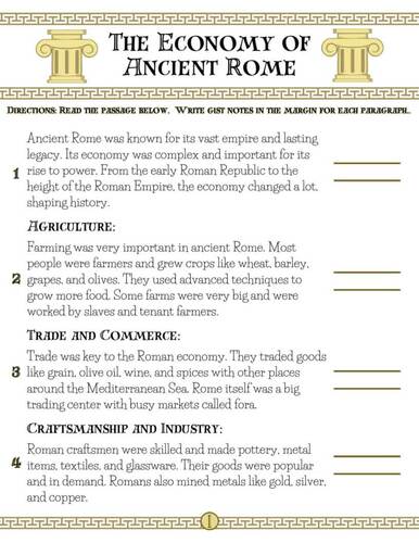 Ancient Rome & Greece ECONOMY Paired Passage Compare Write ELA History 4-7