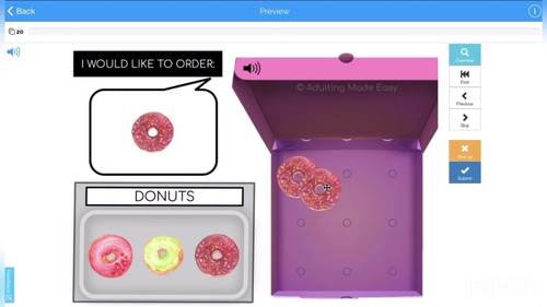 Donut Orders Drag & Drop Boom Cards by Adulting Made Easy aka SpedAdulting