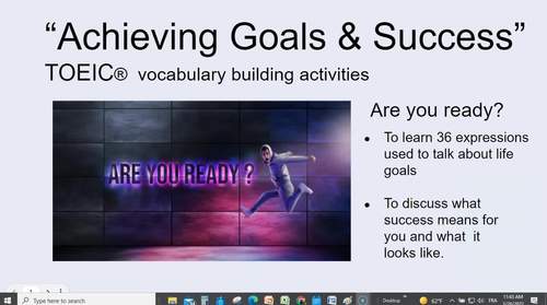 TOEIC vocabulary games: Success and Goals by Business English Allure