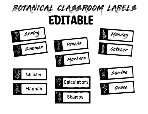 Printable Black and White Classroom Labels, Student Name Tags,Name Labels
