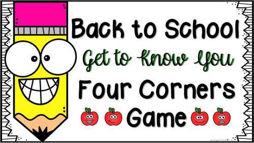 Back to School Four Corners Game - Version 2 by Hedden 2 School