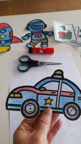 Police car cut and paste, Police car craft activity, Police car paper crown