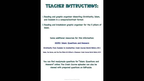 World Religions - Christianity, Islam, Judaism - Reading Comprehension