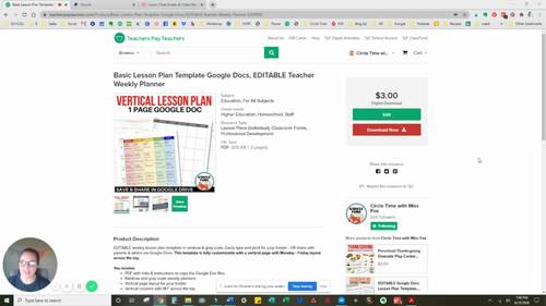 EDITABLE Weekly Lesson Plan Template Google Docs, Teacher Planner One Page