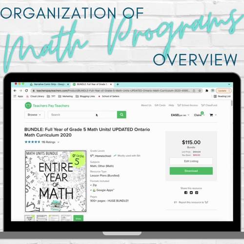 UPDATED FULL YEAR of GRADE 6 Ontario Math Lesson Plans Activities ...