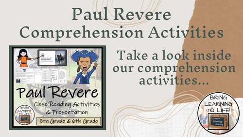 Paul Revere Close Reading Comprehension Activities | 5th Grade & 6th Grade