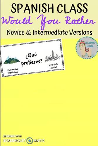 Would You Rather Spanish by Llearning Llama | TPT