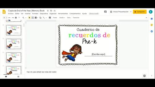 End of the Year Memory Book Spanish Distance Learning & Printable