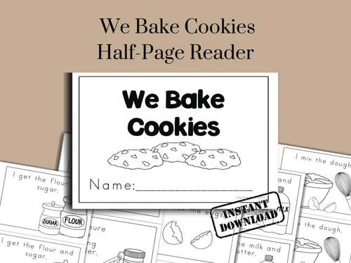 We Bake Cookies Printable Emergent Reader | Sequencing Activity | TPT