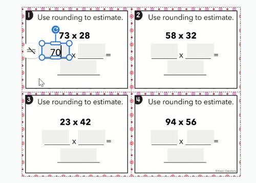 Estimate Products by Rounding - 2-Digit by 2-Digit Multiplication Task ...
