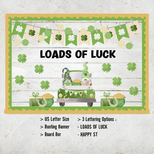 St.Patricks Day Bulletin Board, LOADS OF LUCK Classroom Decoration Door