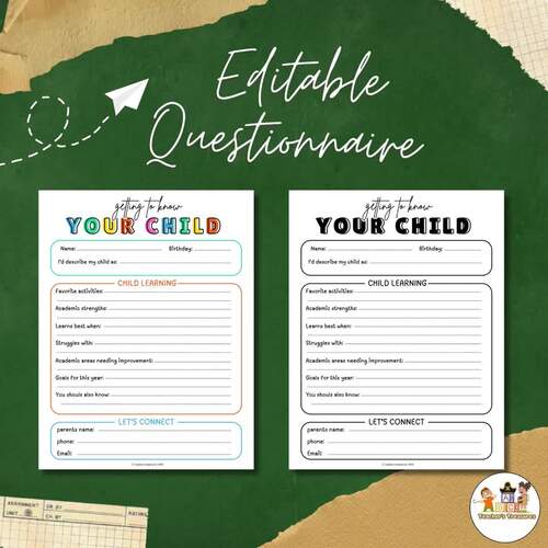 EDITABLE beginning of the year questionnaire parents| getting to know ...