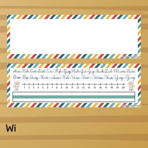 EDITABLE Desk Name Tags / Plates for Kindergarten Adventurer Stripes Theme