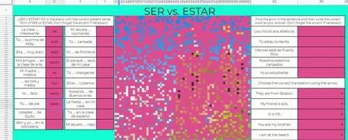 SER vs ESTAR Digital Mystery Picture Spanish Pixel Art Digital Activity ...