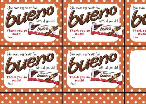 Kinder Bueno Chocolate Teacher (Staff) Appreciation Treat Tag- You make ...