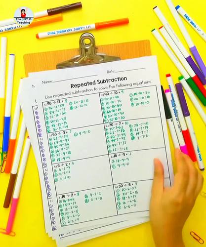 Repeated Subtraction Worksheet by The Joy in Teaching | TPT