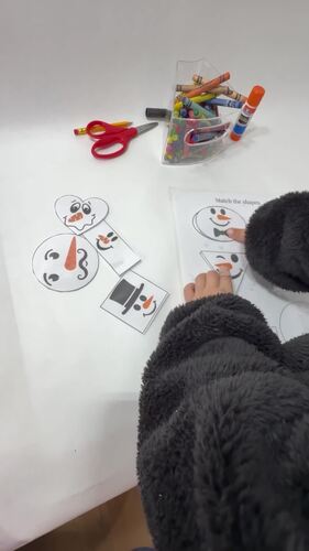 Snowman Winter Basic Shapes Matching Activity Toddlers & Preschoolers