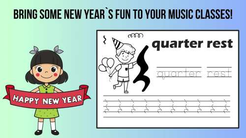 Music Tracing Task Cards for New Year | Music Tracing Worksheets