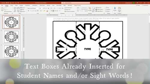 Winter Editable Snowflake Name Puzzle by Running Turtle Resources