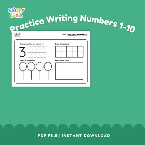 1-10 Number Tracing and coloring, handwriting practice pdf, Preschool ...