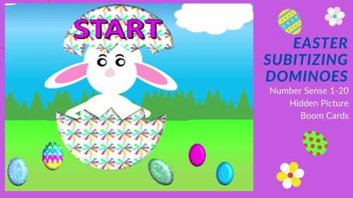 Easter Subitizing with Dominoes Hidden Picture Number Sense 1-20 Boom Cards