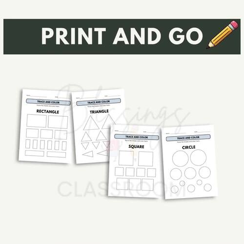 Shape Tracing Worksheets | Square Rectangle Triangle Circle | PreK to K