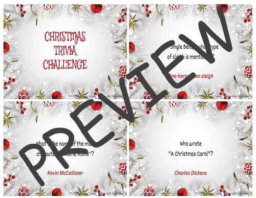 Christmas Activity: Christmas Trivia Challenge Slides and Card Game