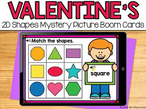 Valentine’s Day Shapes Matching Boom Cards 2D Shape Recognition ...