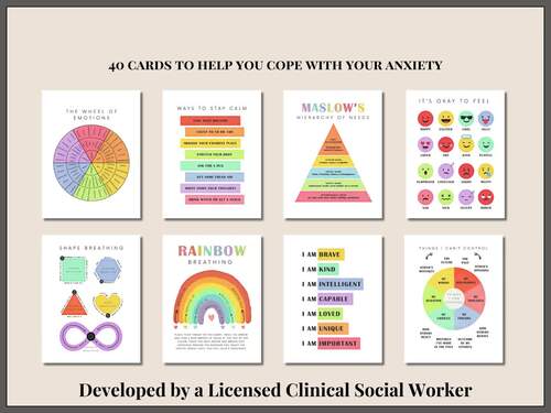 Anxiety Coping Skills Flashcards Therapy Flashcards, Calm Corner Flash ...
