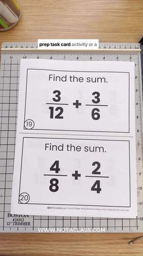 Add & Subtract Fractions with Unlike (Uncommon) Denominators Task Cards ...