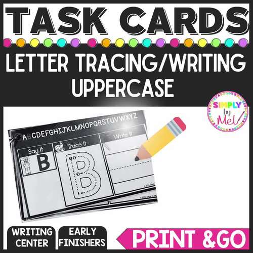 Alphabet Trace and Write l Uppercase l Task Cards by Simply By MEL