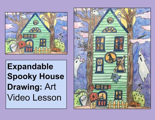 Halloween House Expandable Drawing by Library Arts | TPT