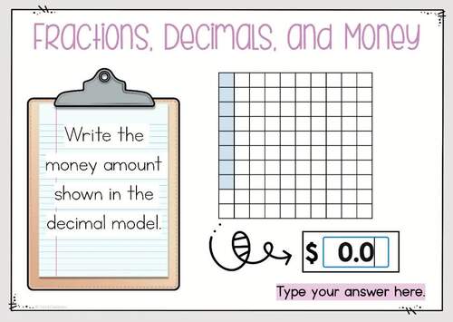 Relate Fractions and Decimals to Money Boom Cards - 4th Grade Math Activity