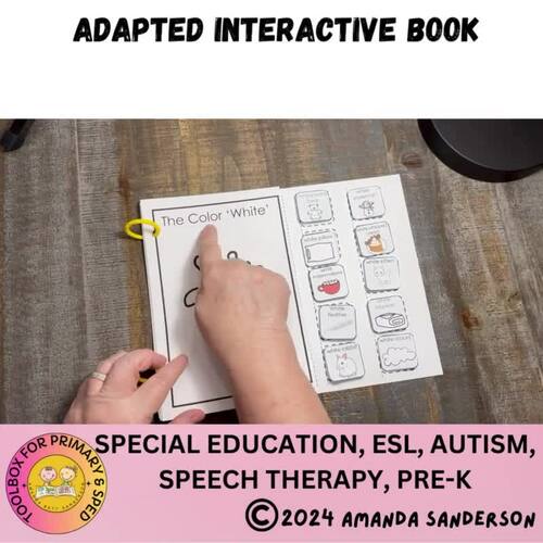 Adapted Book THE COLOR WHITE, Special Education, ESL, Pre-K, Speech ...