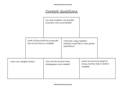 Shakespeare Macbeth Revision Pyramid Worksheets by Worksheet Whisperer