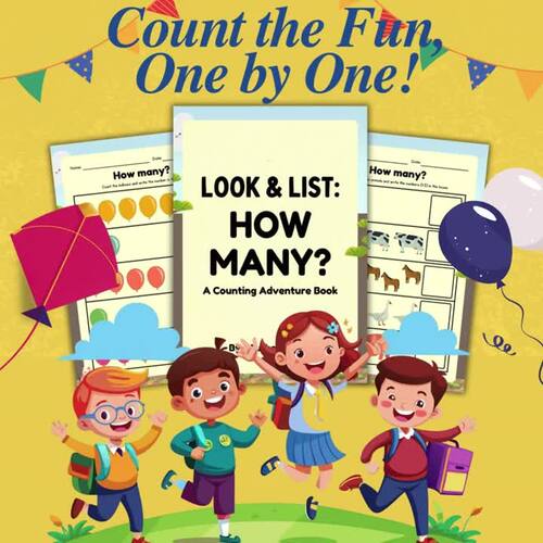 Look & List: How Many? | Visual Counting & Number Writing Practice Workbook