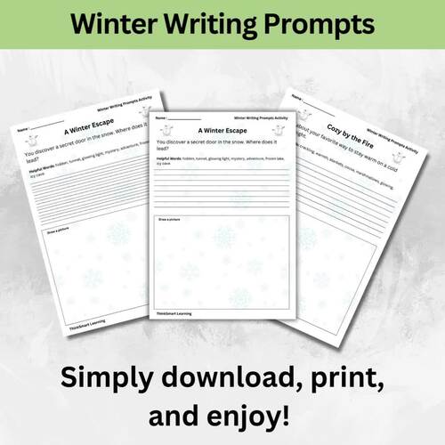 Winter Writing Prompts New Year Work Activities Opinion by ThinkSmart ...