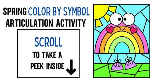Spring Articulation Color By Code: SH, CH, TH, J by Jennie's Speech Room