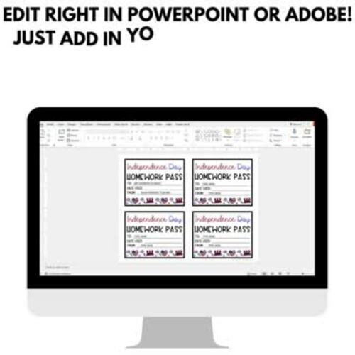 Homework Passes Independence Day Themed by Thriving Teacher Inc | TPT