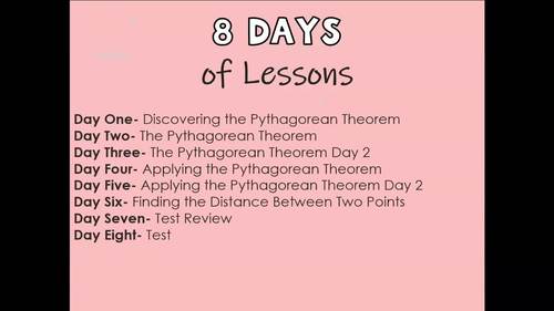 Pythagorean Theorem and Distance on Coordinate Plane Unit 8th Grade ...