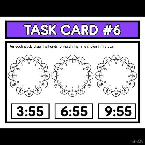 Telling Time Task Cards | 5-Minute Intervals | 2nd Grade Write & Wipe ...