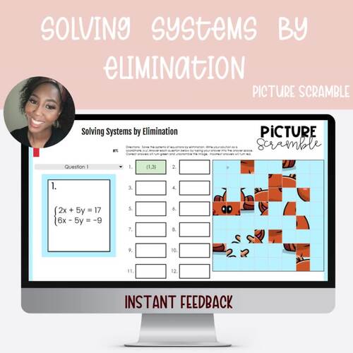Solving Systems by Elimination Picture Scramble Activity | Algebra 1 ...