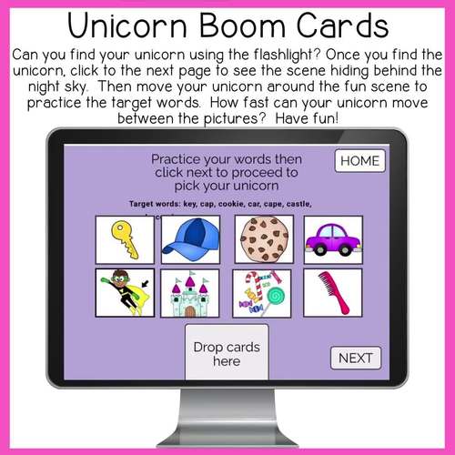 Articulation BOOM CARDS K & G: Unicorn Search and Say by Speechie Pals