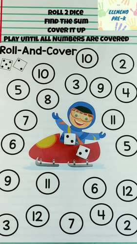 Roll And Cover Winter Sports Math Center Dice Games by ElemenoPreK