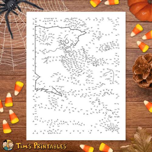 Skeleton Extreme Difficulty Halloween Dot-to-Dot / Connect the Dots