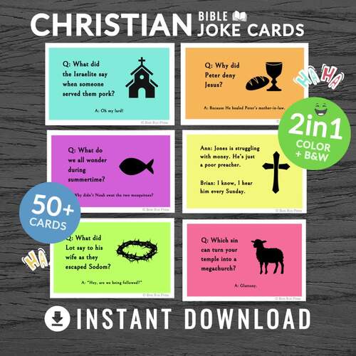 Christian Bible Joke Cards | 50+ Funny Dad Jokes, 2-in-1 Printable, All ...