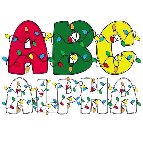 Christmas Lights Bulletin board letters and Number Build your own blub