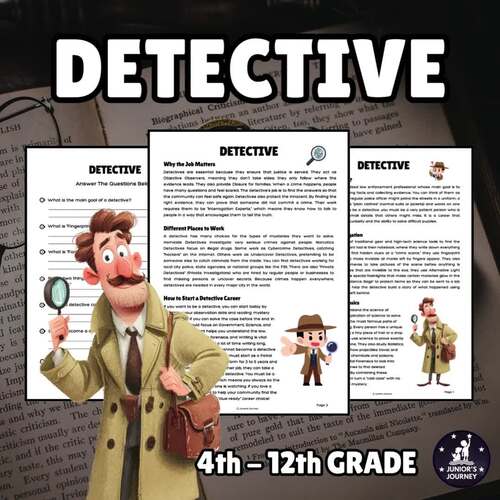 Detective Reading Comprehension | Career Exploration Worksheet | TPT