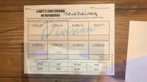 4.NBT.6 Multi-digit Division Word Problems No Remainders Cut and Paste ...