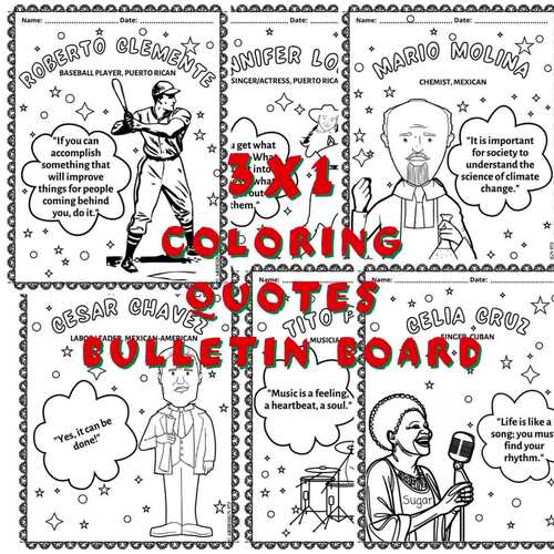 HISPANIC HERITAGE MONTH QUOTES POSTER & BULLETIN BOARD FAMOUS FACES LATINX